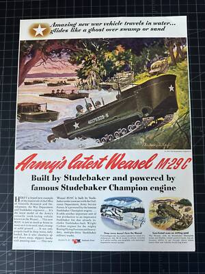 Vintage 1944 Studebaker Weasel M29C WWII Print Ad | eBay