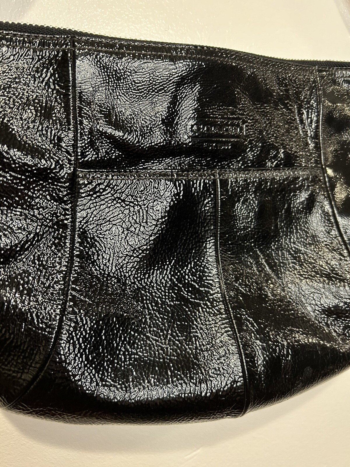 COACH SoHo Black Patent Leather Hobo Shoulder Bag - Gem