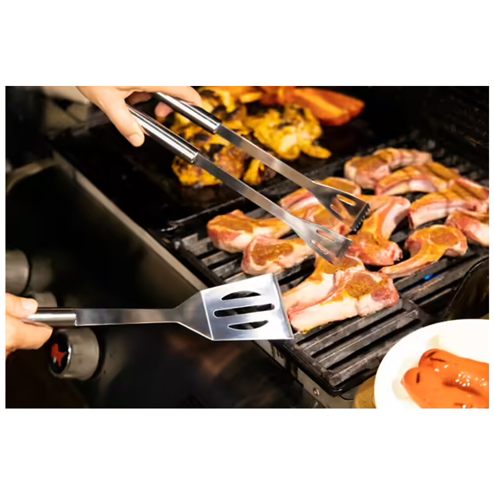 Euroline Barbecue Grilling Tool Set BBQ Stainless Steel Tongs Spatula ...