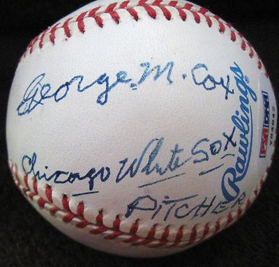 George Cox dec.95 PSA/DNA 1928 Chicago White Sox VARY RARE Signed ...