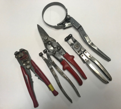 5 ASSORTED METAL WORKING TOOLS. 1 KRONUS WIRE STRIPPER. SHEET METAL ...