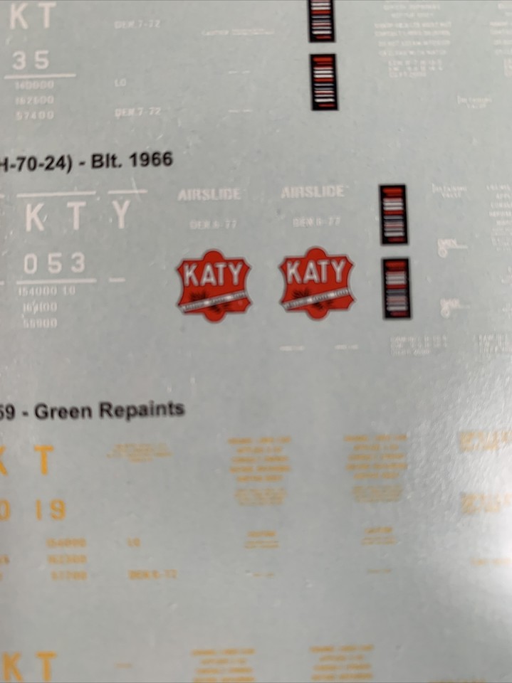 HO Scale Microscale Decals 87-1124 MKT Katy 40’ Airslide Hoppers NIP | eBay