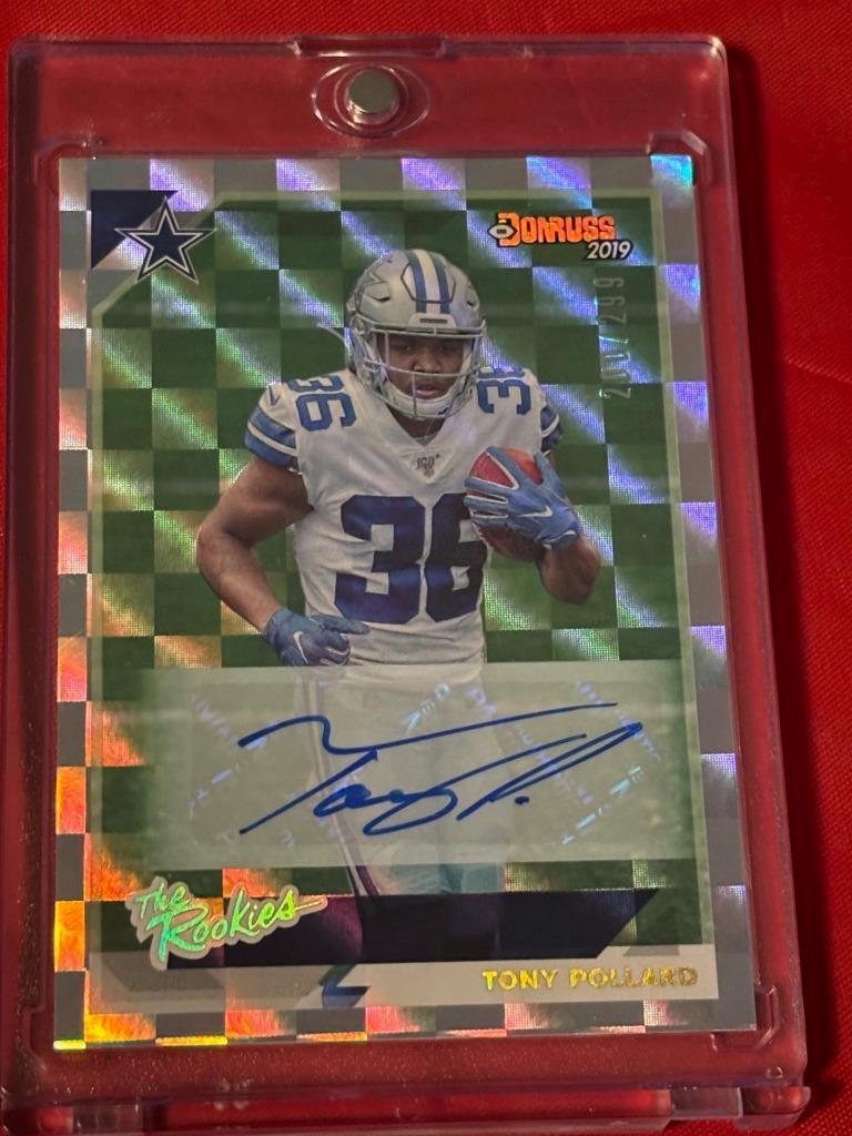 TONY POLLARD 2019 DONRUSS COWBOYS ROOKIE 1000 YARD RB SIGNED AUTO ...