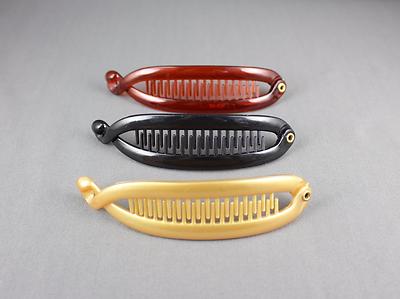 Gold Brown Black set pack of 3 small banana hair clips comb plastic 4. ...