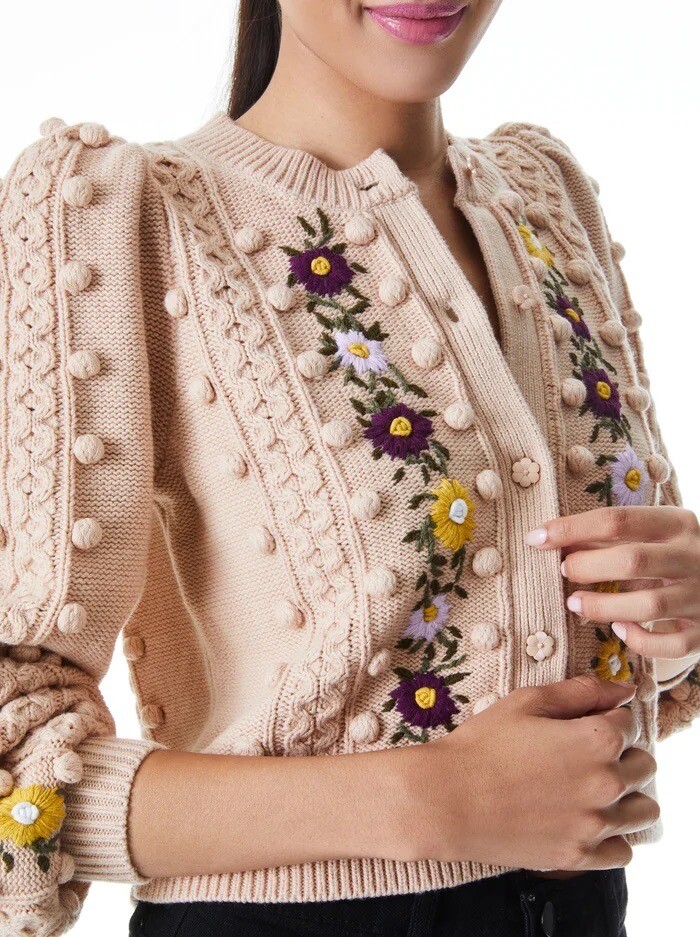 Alice + Olivia Kitty Puff Sleeve Catdigan Sweater Size M NWOT | eBay