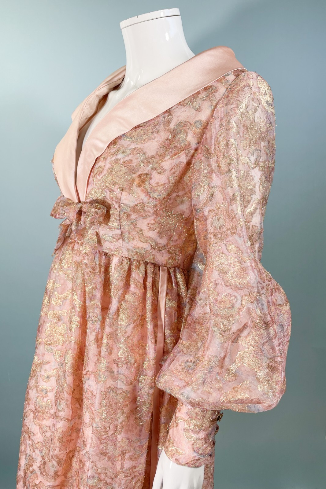 Vintage 60s Soft Pink Metallic Gold Mod Party Dress, S - Gem