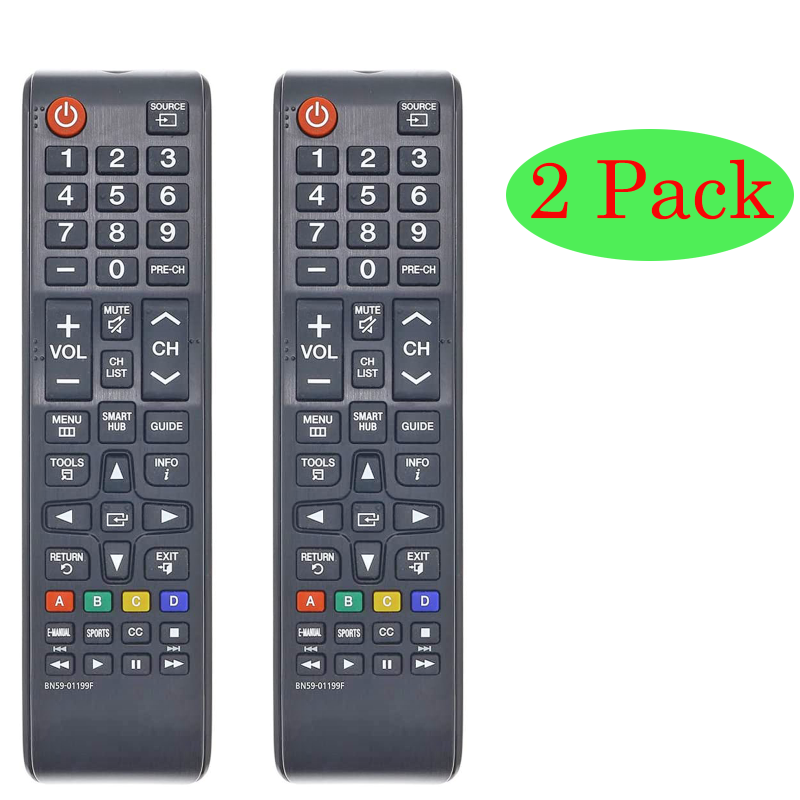 2 Pack Remote for Samsung TV UN43NU6950F UN50NU6950F UN55NU6950F ...