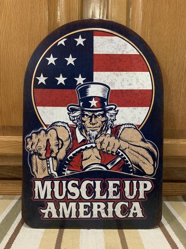 Muscle Up America Sign Uncle Sam Garage Wall Decor Bar Pub Car Truck ...