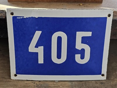 Genuine vintage enamel porcelain house number 405 street House sign ...
