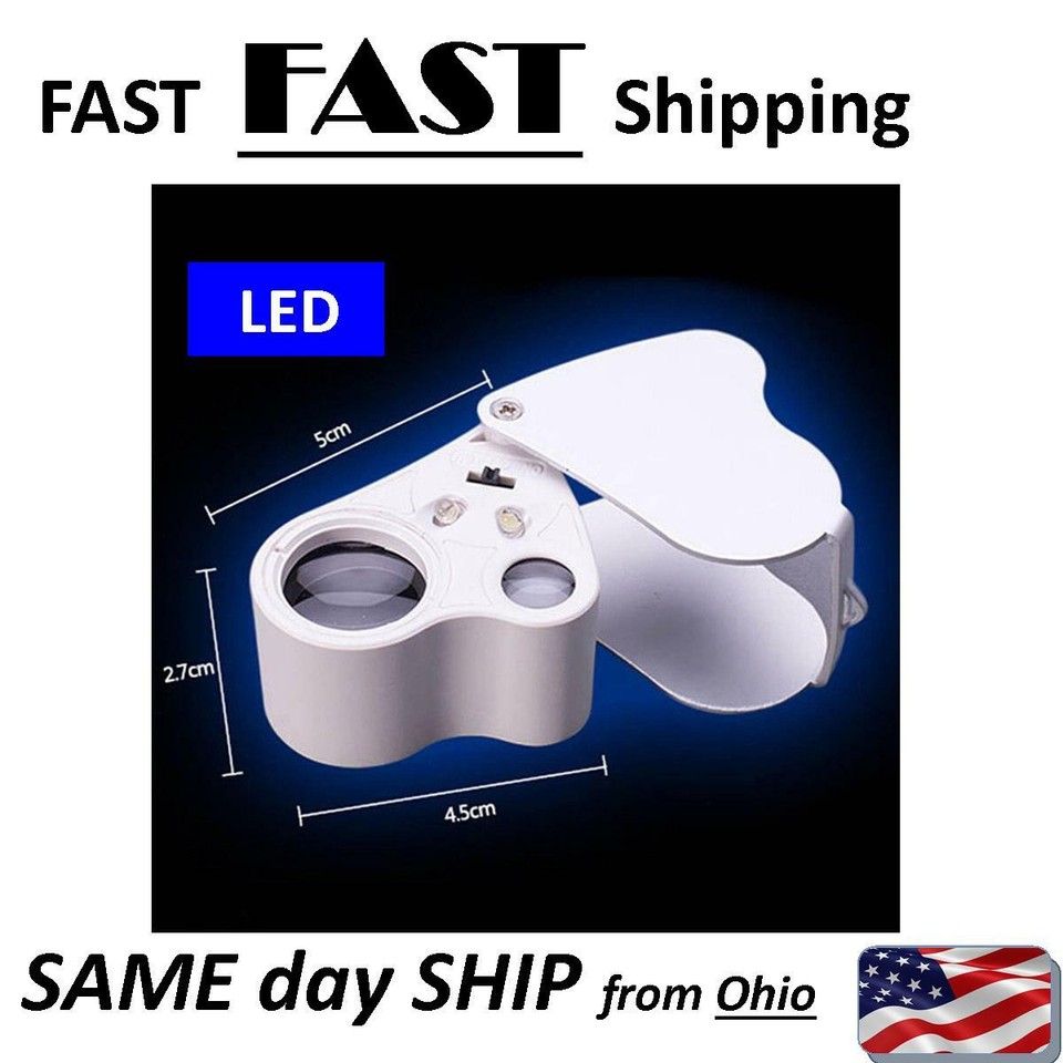 60X dual 30X Glass Jeweler Eye Loop W/ LED Lights DUAL jewelry tool ...