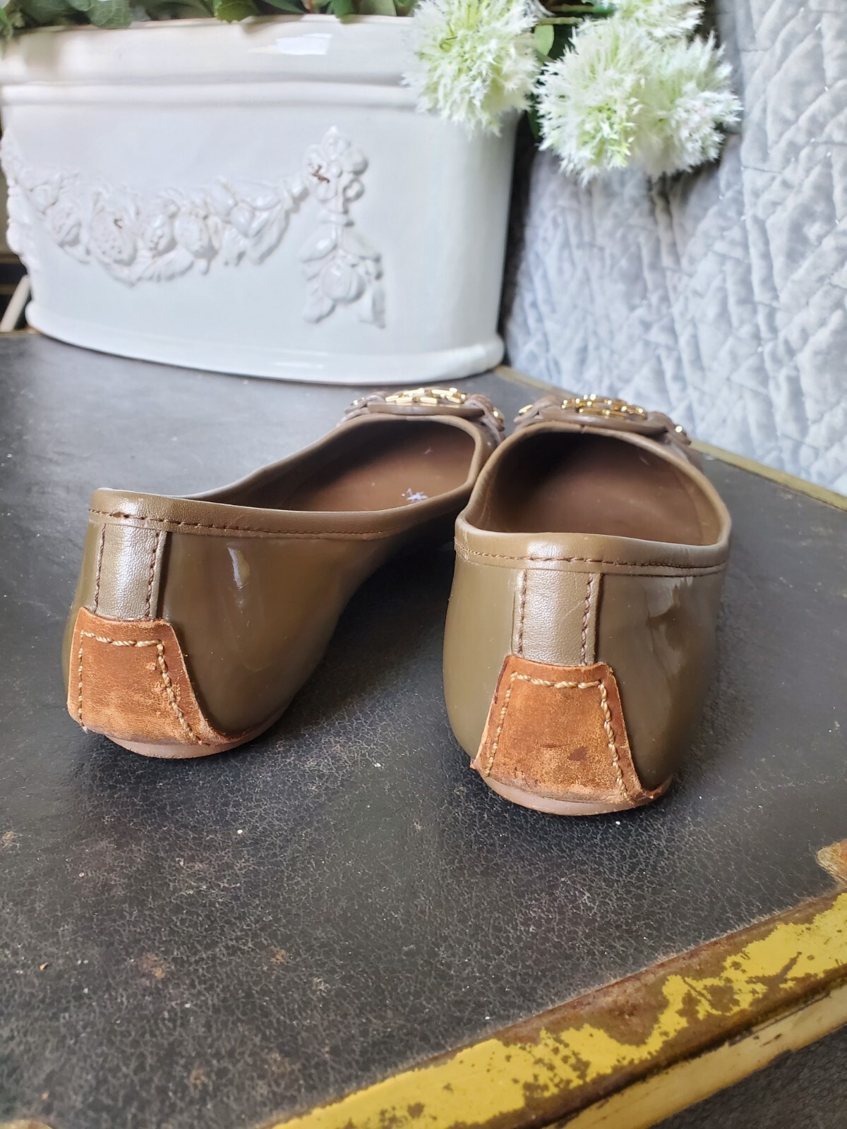 Tory Burch Olive Green Leather Ballet Flats 8M - Gem