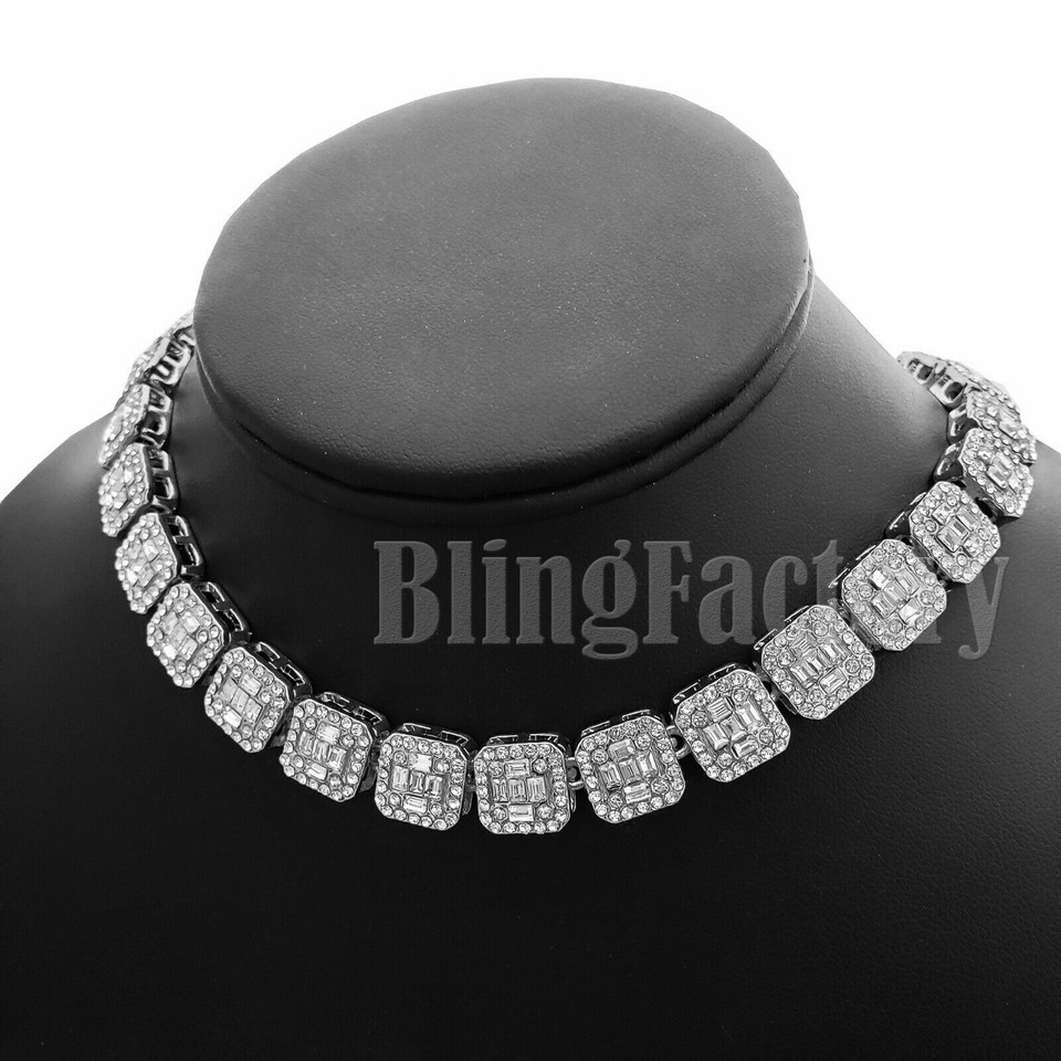 Silver Plated Alloy 1017 Pendant 16" 18" 20" Iced Cubic Zirconia Chain ...