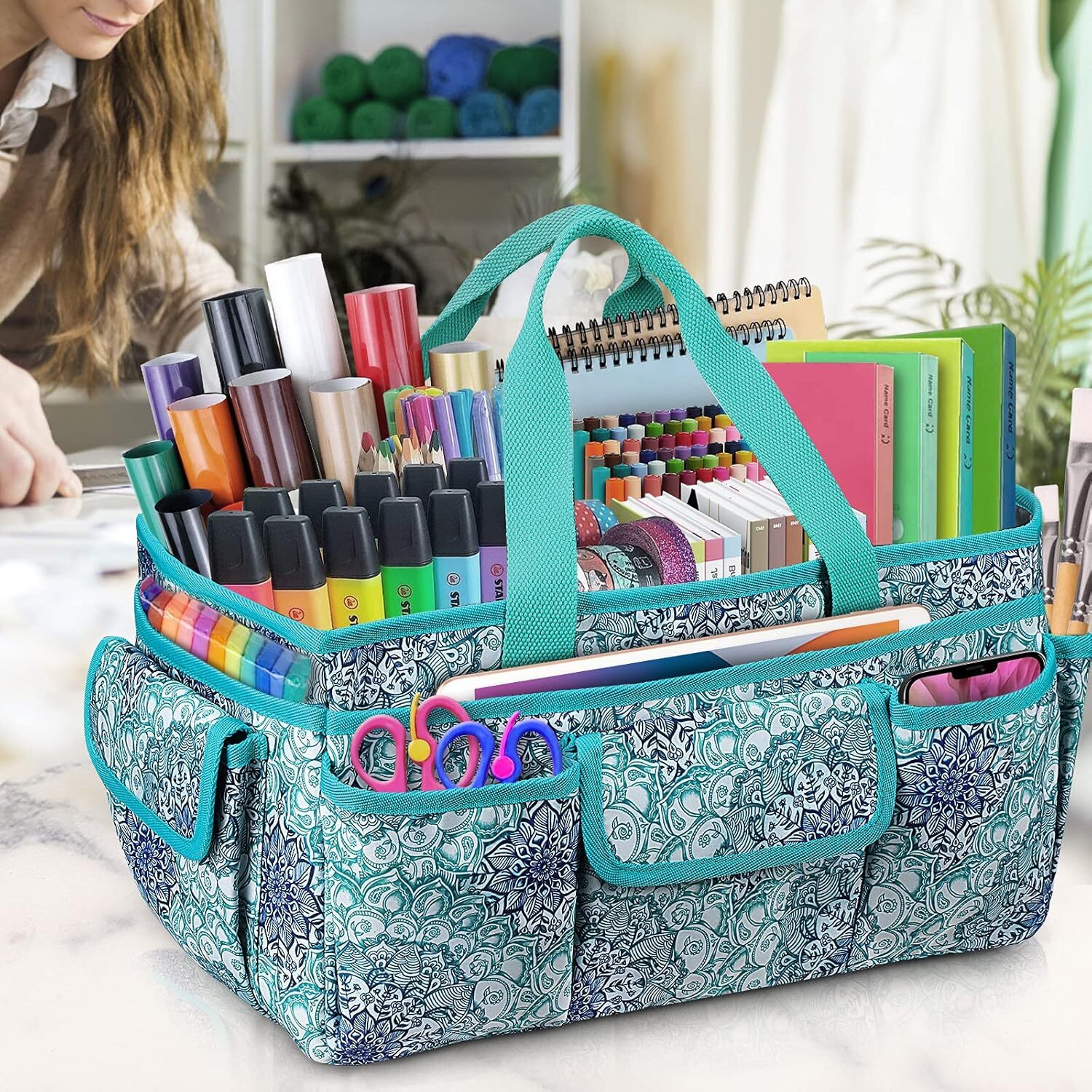 Large Craft Storage Tote Bag with Multiple Pockets, Scrapbooking ...