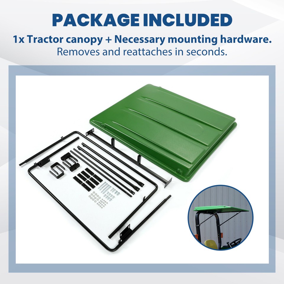 Green Top Cab Canopy with Bracket For John Deere Compact Utility ...