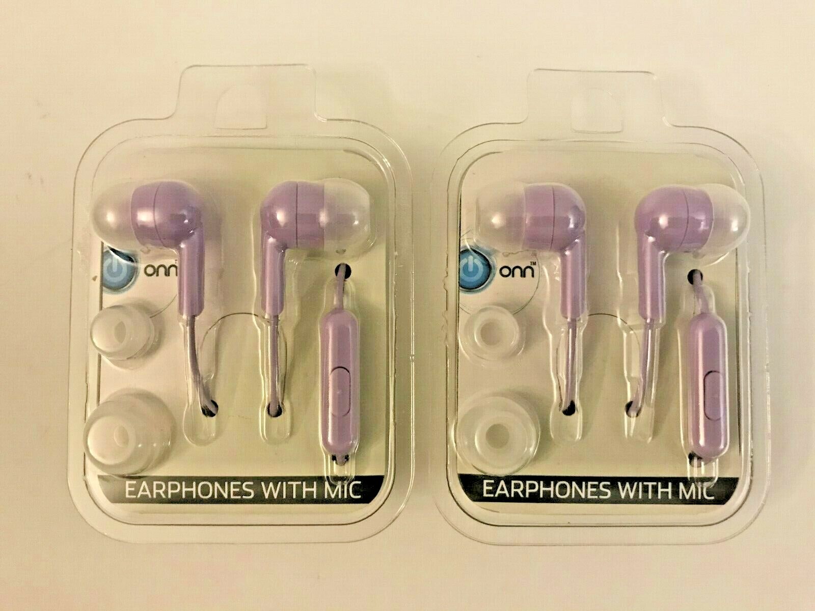 onn.™ In-Ear Lavender Purple Corded Earphones with Mic. Buyer Get 2 ...