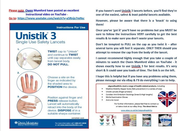 200x Unistik 3 COMFORT Purple Lancets Blood Glucose Finger Pricker ...