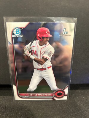 2022 Bowman Chrome JUSTICE THOMPSON Prospect RC #BCP-59 Cincinnati Reds ...