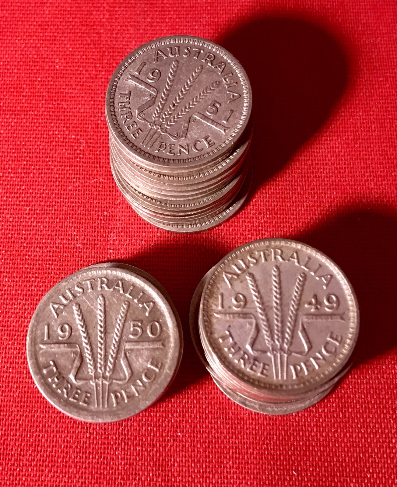 1951 Australian Three Pence Coin 50 %Silver X 1 Coin. Many Years ...