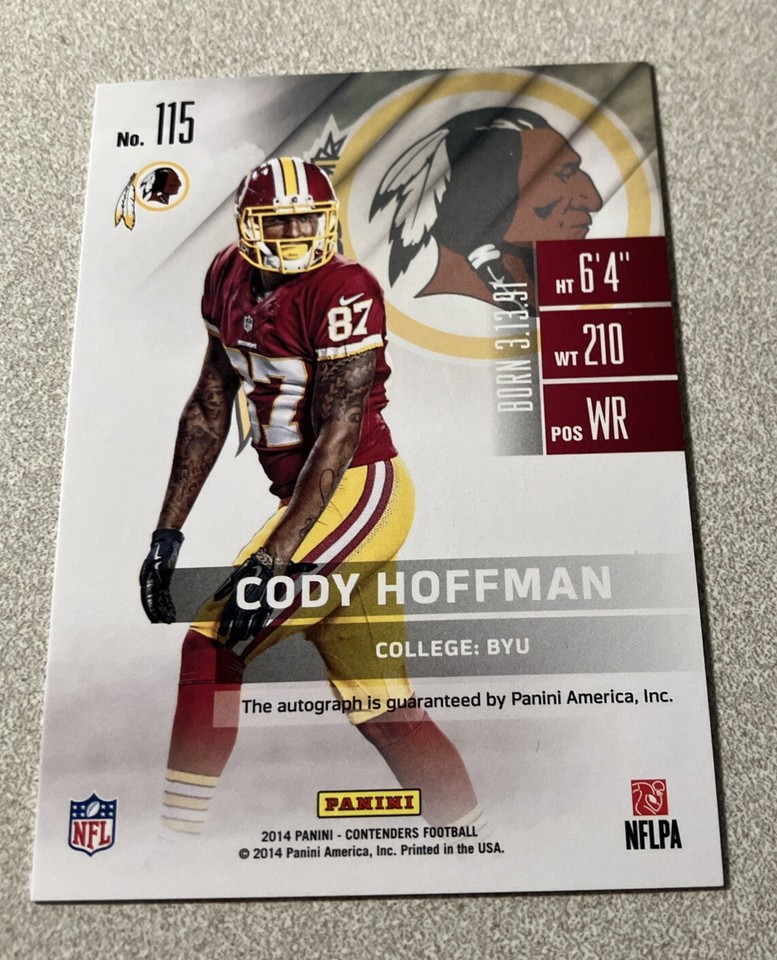 2014 Panini Contenders RC Auto #115 Cody Hoffman Redskins | eBay