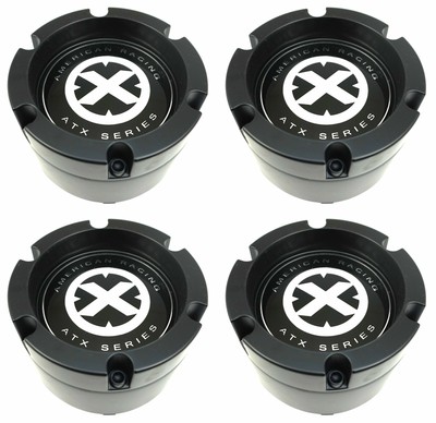 4x ATX Series (by American Racing) Matte Black Wheel Center Hub Caps 5 ...