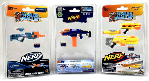 (Set of 3) Worlds Smallest NERF BLASTERS Micro Dart Gun Rapid Strike ...