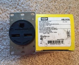 Lot Of 2 HBL9330- 30A Flush Mount Black Receptacle 2 Pole 3 Wire ...