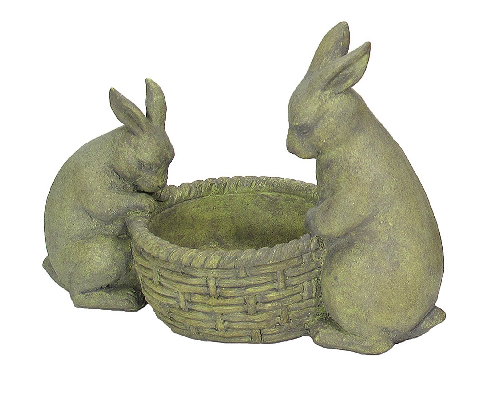 TWO RABBITS WITH BASKET GARDEN PLANTER | eBay