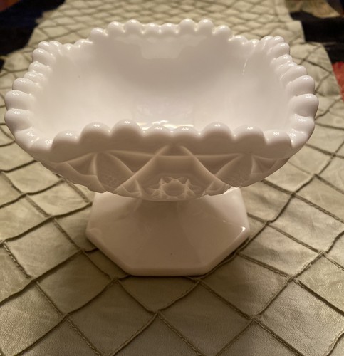 Fostoria Square Footed Winburn White Milk Glass 5" TRICORNER OPEN Jelly ...
