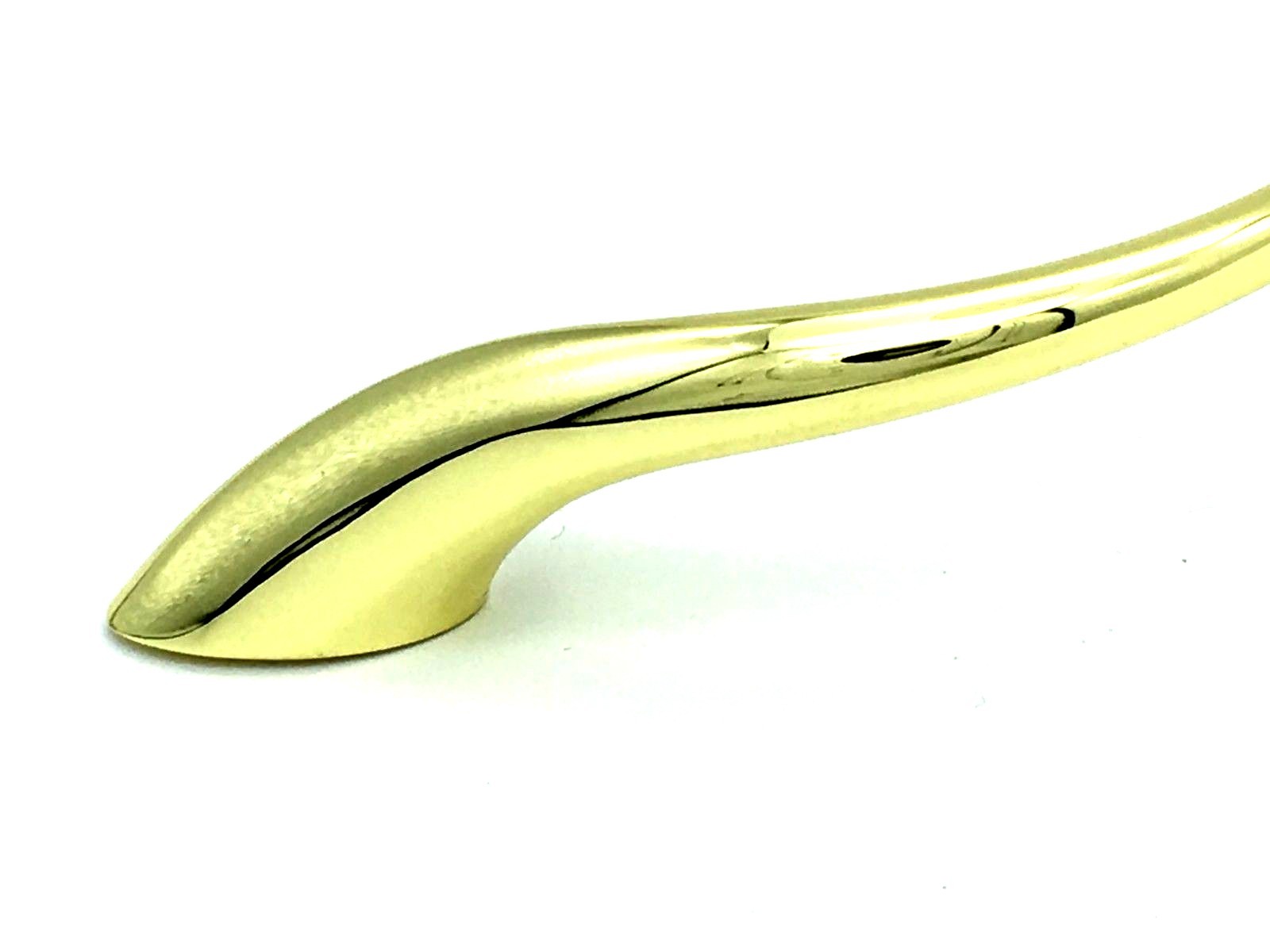 WAVY HANDLES 128mm polished brass cupboard door cabinet drawer pull ...