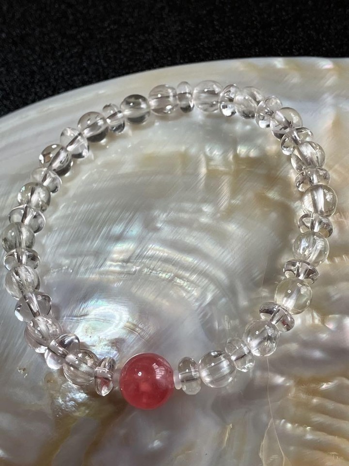 Rhodochrosite (Inca Rose) & Kunzite Bracelet, 15cm Pink Gemstone ...