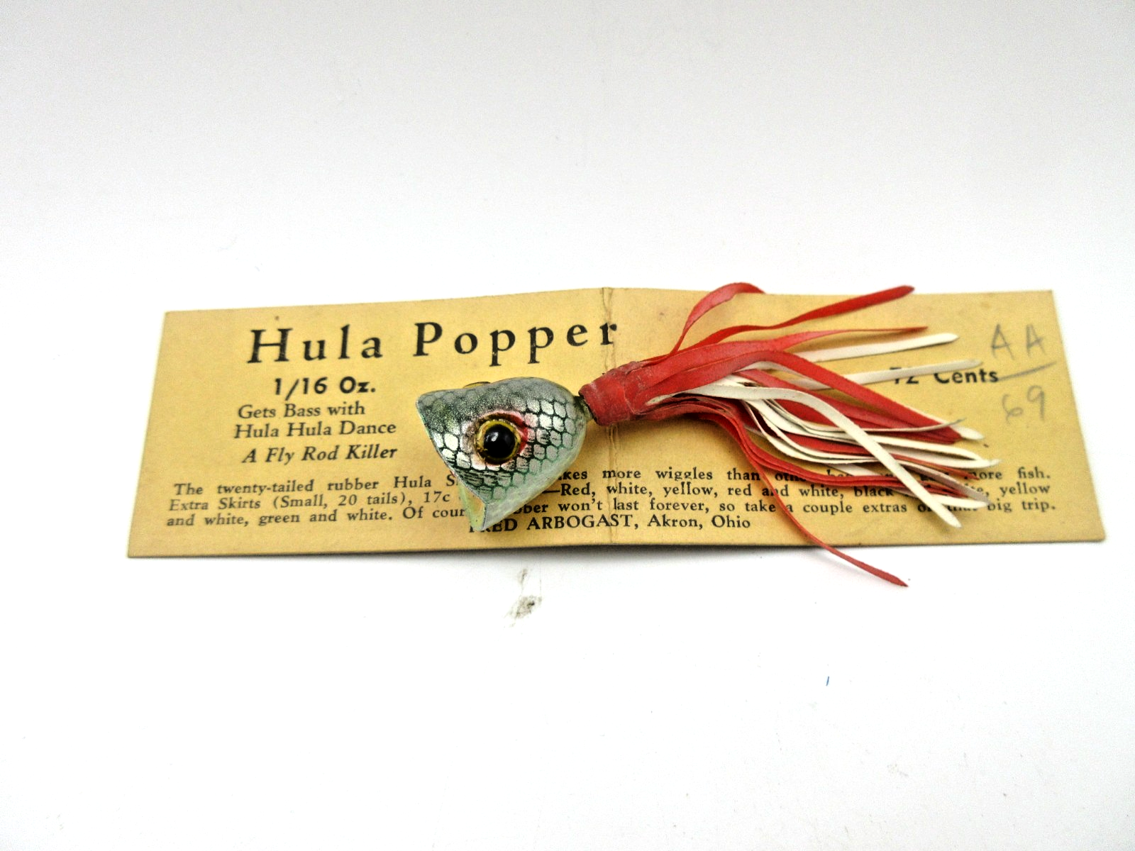 Vintage Wood Arbogast Fly Rod Hula Popper (mint on card) | eBay
