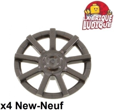 Lego 4x roue jante wheel cover enjoliver 9 spoke rayon pearl dark gray ...