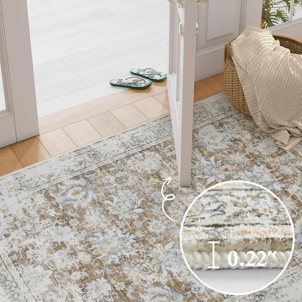 Vintage Floral Kitchen Runner 2x5 Washable Runner Non Slip Bathroom ...