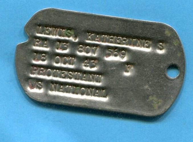 ORIGINAL WORLD WAR 2 DOG TAG KATHERINE S LEWIS 43 P US NATIONAL | eBay
