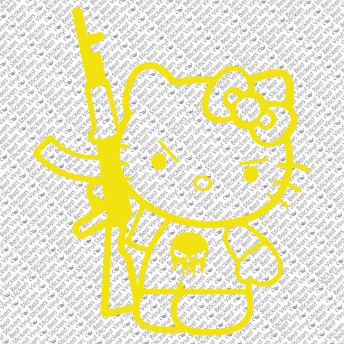 ANGRY KITTY WITH MACHINE GUN CAR WINDOW LAPTOP VINYL DECAL STICKER (HK ...