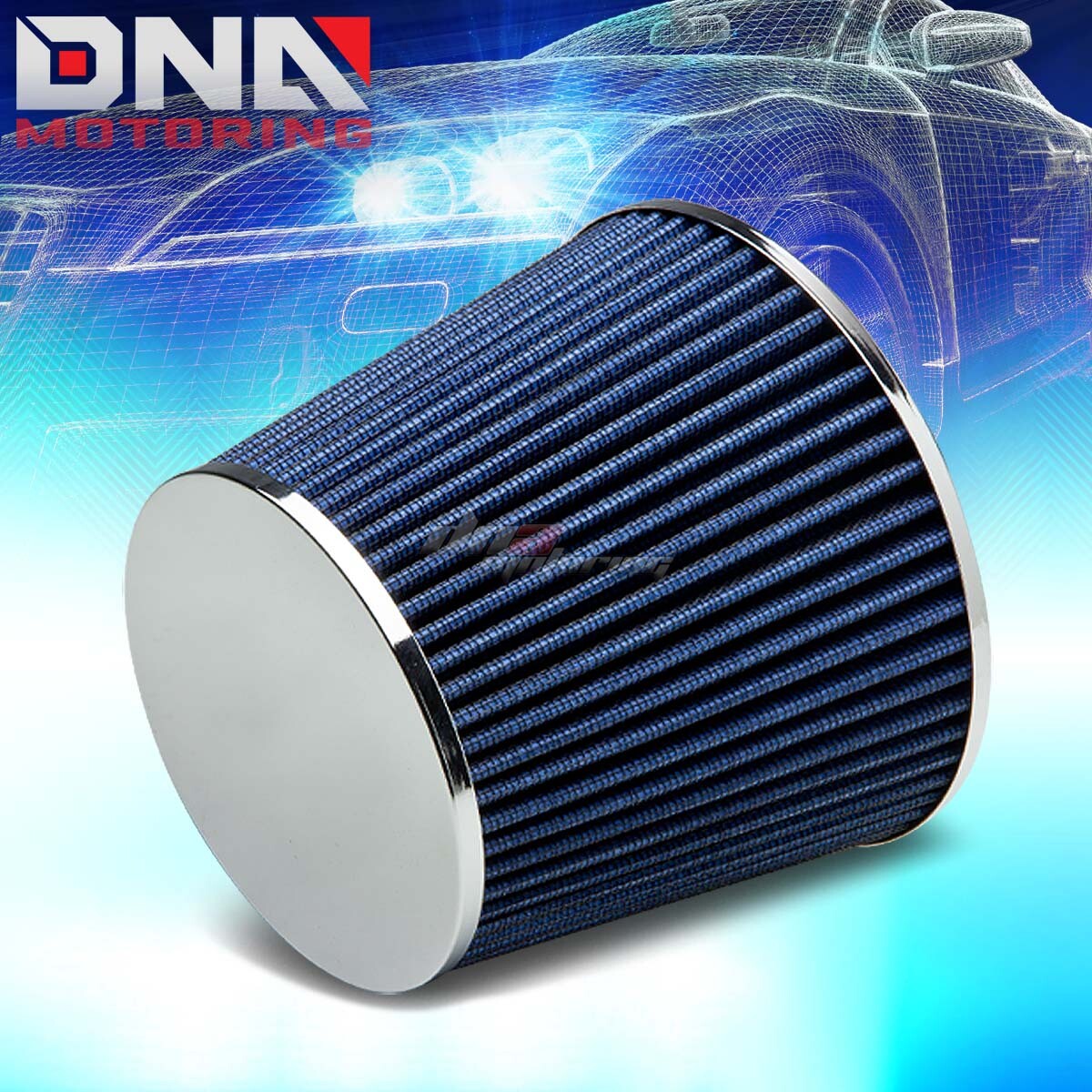 3" UNIVERSAL SHORT RAM COLD AIR INTAKE ROUND GAUZE BLUE RUBBER FILTER ...