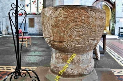 Photo A3 Brecon Cathedral: The Norman font Brecon/Aberhonddu c2021 ...