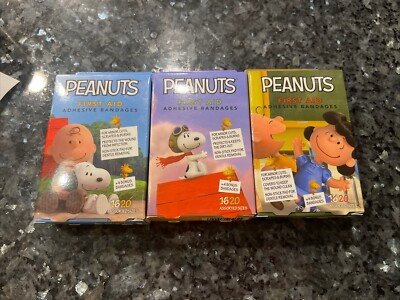 Lot of 3 Peanuts Childrens First Aid Adhesive Bandages Snoopy Lucy ...