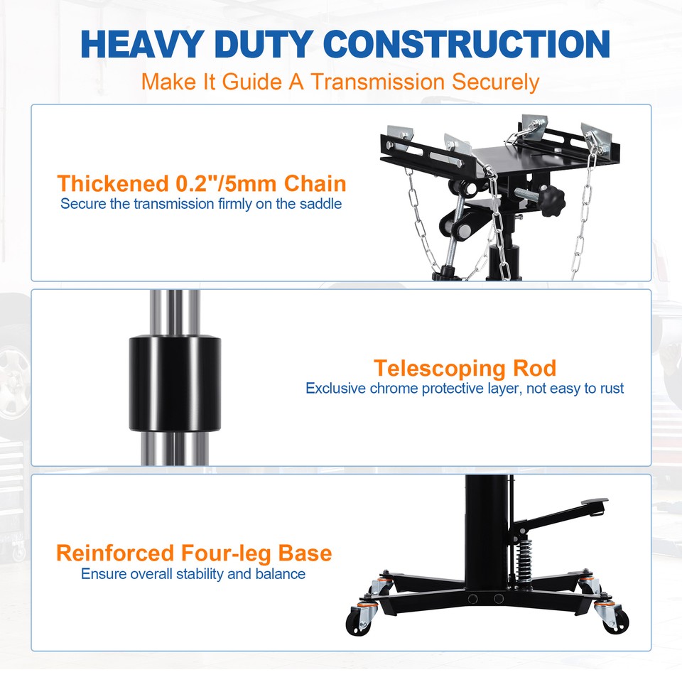 2200LBS 2 Stage Hydraulic Transmission Jack w/360°Swivel Wheel Lift ...