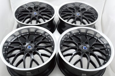 Set of 4 New 18x8 DDR R6 Black Machined Lip 18" Rims Wheels 5x120 35mm ...