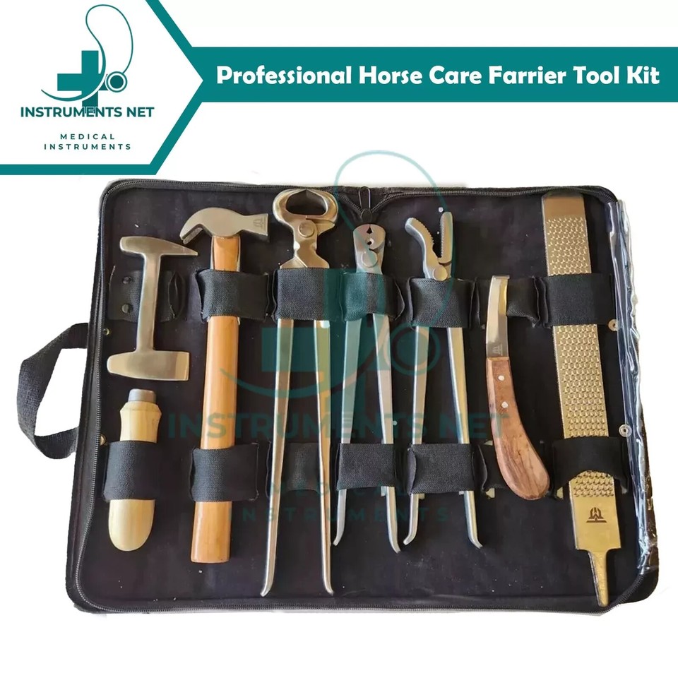 Heavy Duty Professional Horse Care Farrier Tool Kit Hoof Clincher ...