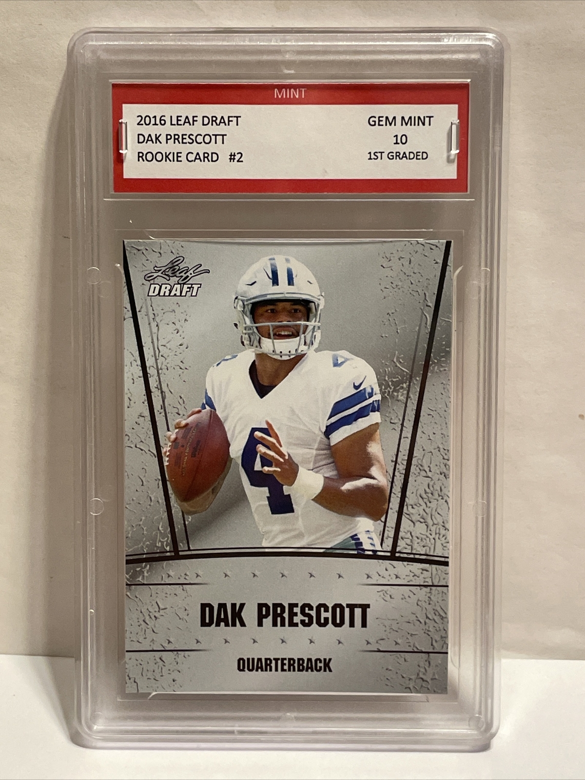 2016 Leaf Draft Dak Prescott Rookie Card#2 Graded Gem Mint 10 1st ...