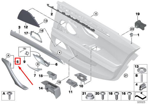 NEW BMW 5 TOURING F11 LEFT INTERIOR CLOSING HANDLE 51417359275 7359275 ...