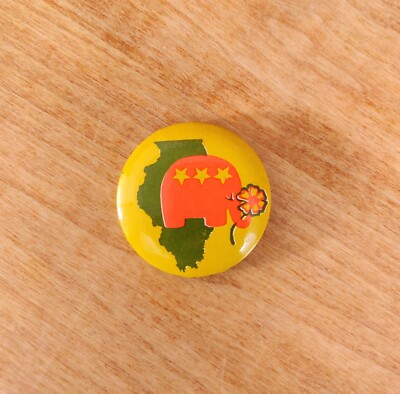 Retro Floral Flower Power Illinois Republican Elephant Election Pin ...