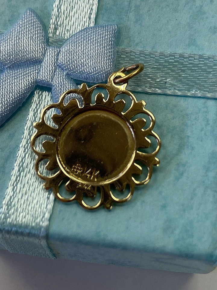 14K YELLOW GOLD FIRST HOLY COMMUNION MEDAL NECKLACE CHARM PENDANT ...
