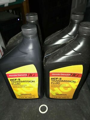 4 QUARTS OEM Honda Genuine HCF-2 CVT Fluid W/CRUSH WASHER 2nd Gen 08200 ...