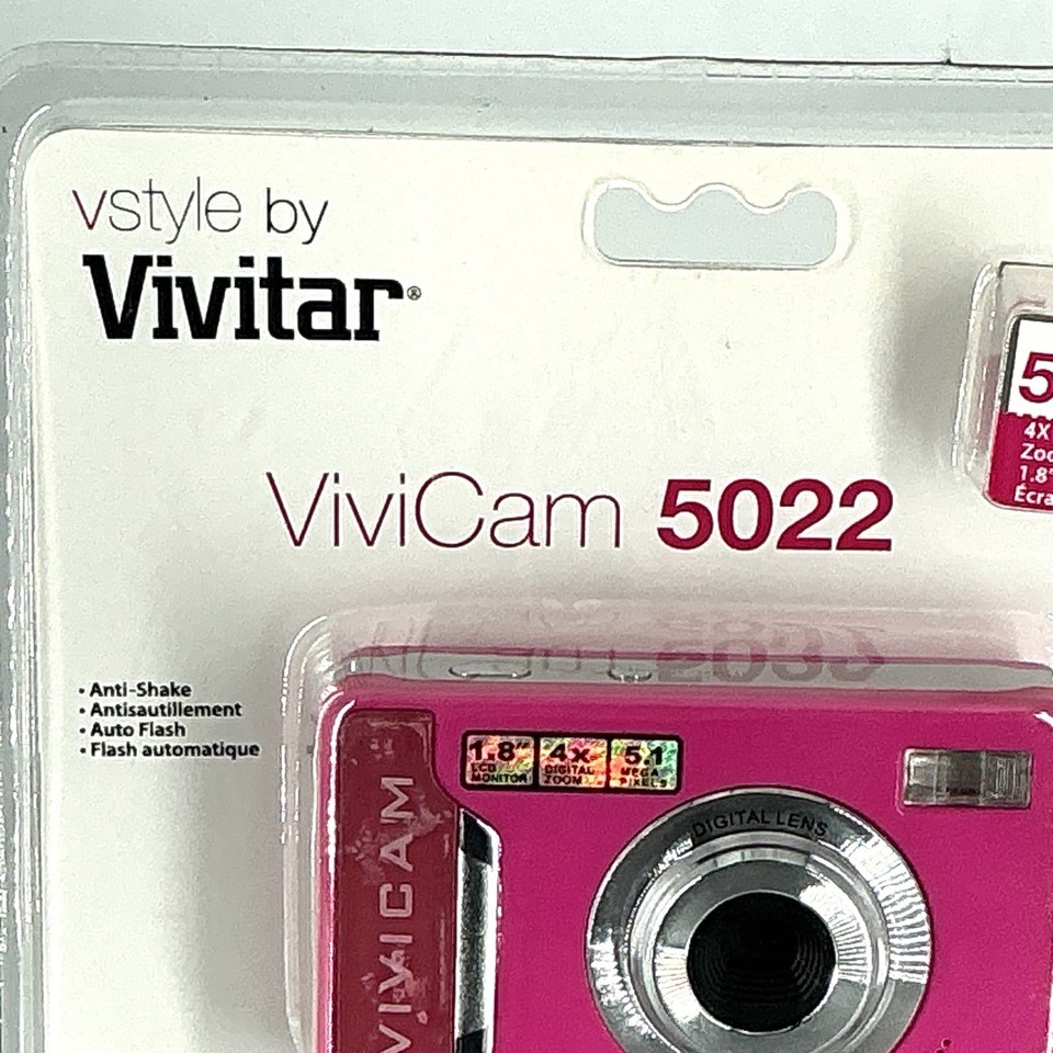 Vivitar ViviCam Pink 5.1 MP Digital Camera 5022 4x Digital Zoom Anti ...