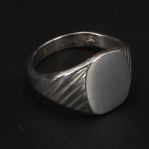 VTG Sterling Silver - VARGAS Engravable Fluted Signet Ring Size 5.5 ...