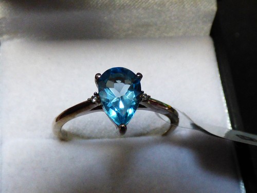 Swiss Blue Silver Ring - pear cut stone | eBay