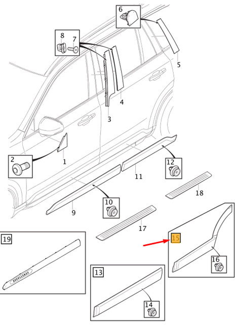 Volvo OEM 2016 Xc90 Exterior-rear-side Molding Trim Right 39836873 for ...